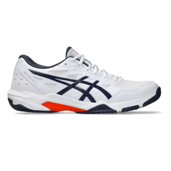 Asics Gel-Rocket 11 Men White Indigo Squash Shoe // Squash.com.au